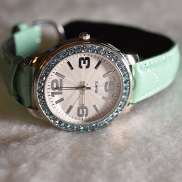 Avon | Accessories | Vintage Avon Blue Adjustable Leather Band Ltblue ...